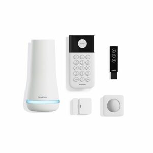 simplisafe 5 piece wireless home security system - optional 24/7 professional monitoring - no contract - compatible with alexa and google assistant,white