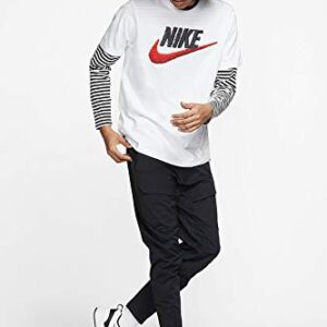 Nike Men's NSW Tee Brand Mark, White/Black/University Red, Large