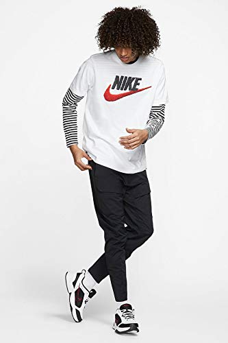 Nike Men's NSW Tee Brand Mark, White/Black/University Red, Large