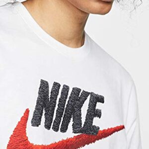 Nike Men's NSW Tee Brand Mark, White/Black/University Red, Large