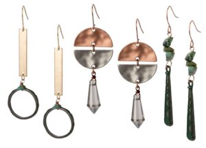 spunkysoul 3 pack boho fashion country vintage statement earrings for women