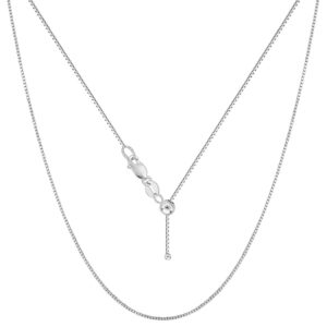 verona jewelers sterling silver adjustable box chain bolo necklace| sterling silver box chain| 925 sterling silver pendant necklace | adjust up to 24 inches