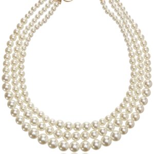 Anne Klein Women's Gold-Tone Blanc Pearl Collar Necklace, Gold/ White, 0