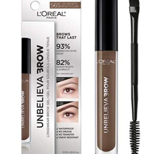 L'Oreal Paris Unbelieva-Brow Longwear Waterproof Tinted Brow Gel, Smudge-resistant, Transfer- Proof, Quick Drying, Easy and quick application with precise brush, Light Brunette, 0.15 fl. oz.