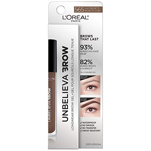 L'Oreal Paris Unbelieva-Brow Longwear Waterproof Tinted Brow Gel, Smudge-resistant, Transfer- Proof, Quick Drying, Easy and quick application with precise brush, Light Brunette, 0.15 fl. oz.