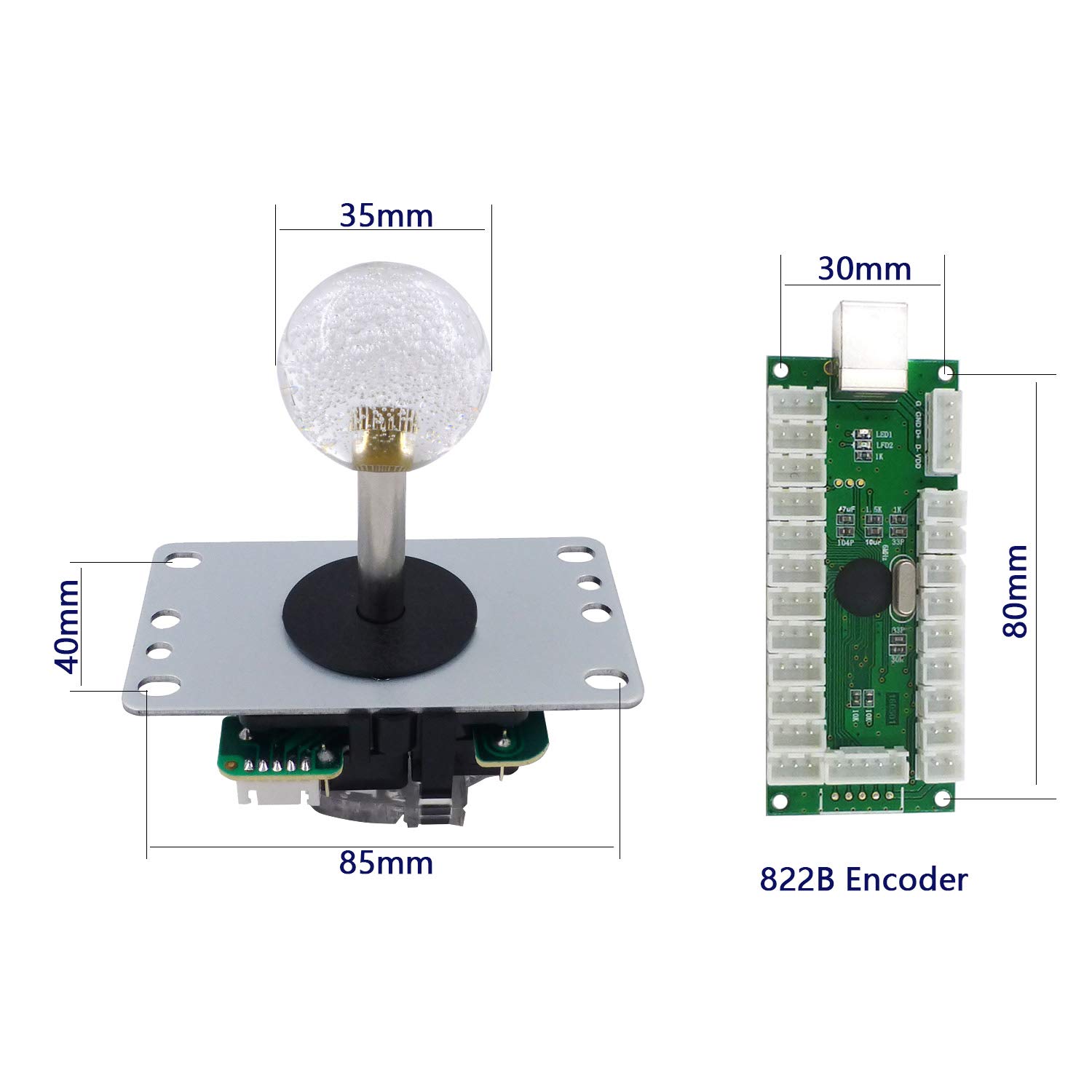 SJ@JX Arcade Stick DIY Kit 10x Buttons with Logo LED MX 8 Way Joystick USB Encoder for PC MAME Raspberry Pi Color Mix