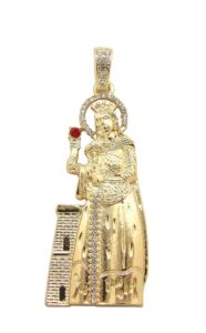 nyfashion101 stone stud saint barbara large pendant for necklace in gold-tone