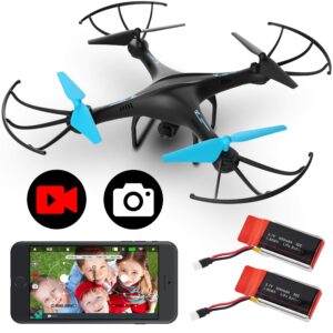 force1 u45wf fpv rc drone with camera - vr capable wifi quadcopter remote control flying drone with 720p hd camera live video, 6 axis gyro, altitude hold, headless mode, and 2 drone batteries