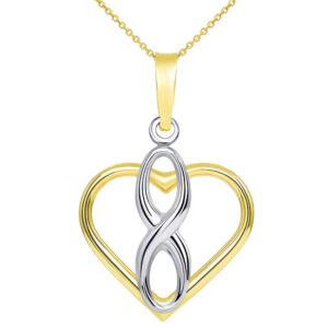 jewelry america 14k two tone gold vertical infinity sign in open heart pendant necklace, 22"