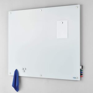 global industrial 60"w x 48"h magnetic glass whiteboard, white