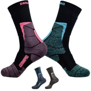 Women's Breathable Hiking Work Boot Socks w/Anti-Stress Moisture Wicking Germanium & Coolmax Lite-Compression 2 Prs