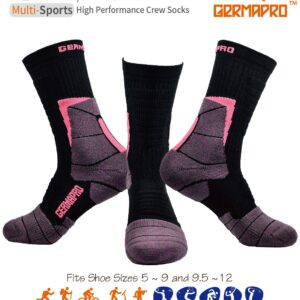 Women's Breathable Hiking Work Boot Socks w/Anti-Stress Moisture Wicking Germanium & Coolmax Lite-Compression 2 Prs