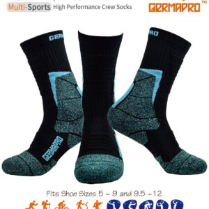 Women's Breathable Hiking Work Boot Socks w/Anti-Stress Moisture Wicking Germanium & Coolmax Lite-Compression 2 Prs