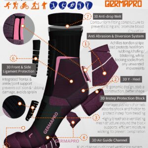 Women's Breathable Hiking Work Boot Socks w/Anti-Stress Moisture Wicking Germanium & Coolmax Lite-Compression 2 Prs