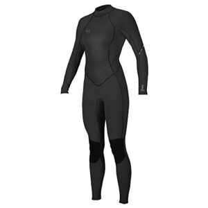 o'neill wetsuits women's bahia 3/2mm back zip full, black/black/black, size 8