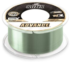 sufix, advance monofilament line, 6 lbs tested, 010" diameter, 330 yards, low vis green