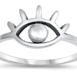 CloseoutWarehouse Sterling Silver Plain Evil Eye Ring Size 10