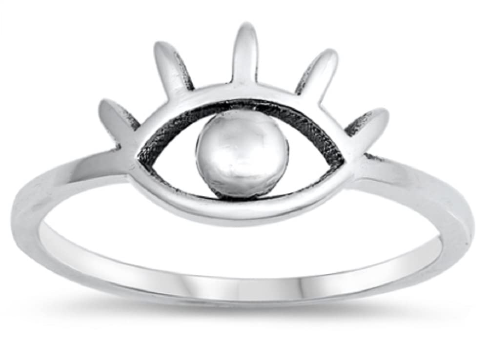 CloseoutWarehouse Sterling Silver Plain Evil Eye Ring Size 10