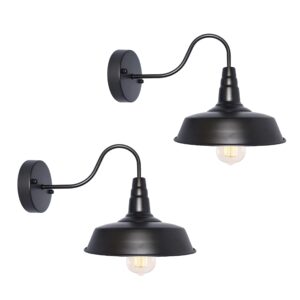 brightess bathroom light fixtures,black vanity light, decor gooseneck barn light,e26 farmhouse wall lamps sconces kitchen bedroom hardwired (2 packs)