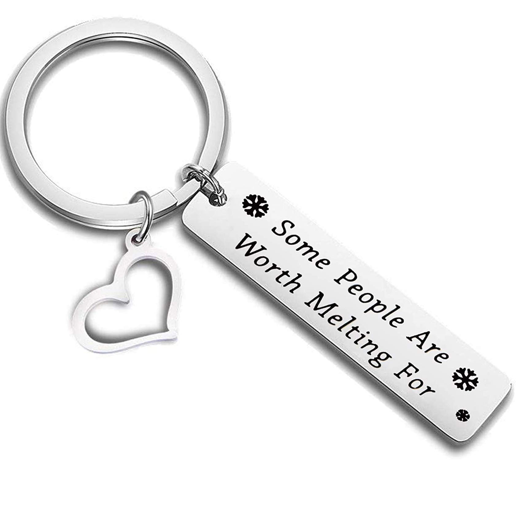 FEELMEM Best Friend Gift Some People Are Worth Melting For Keychain Friendship Jewelry BFF Birthday Gift Christmas Gift (silver)