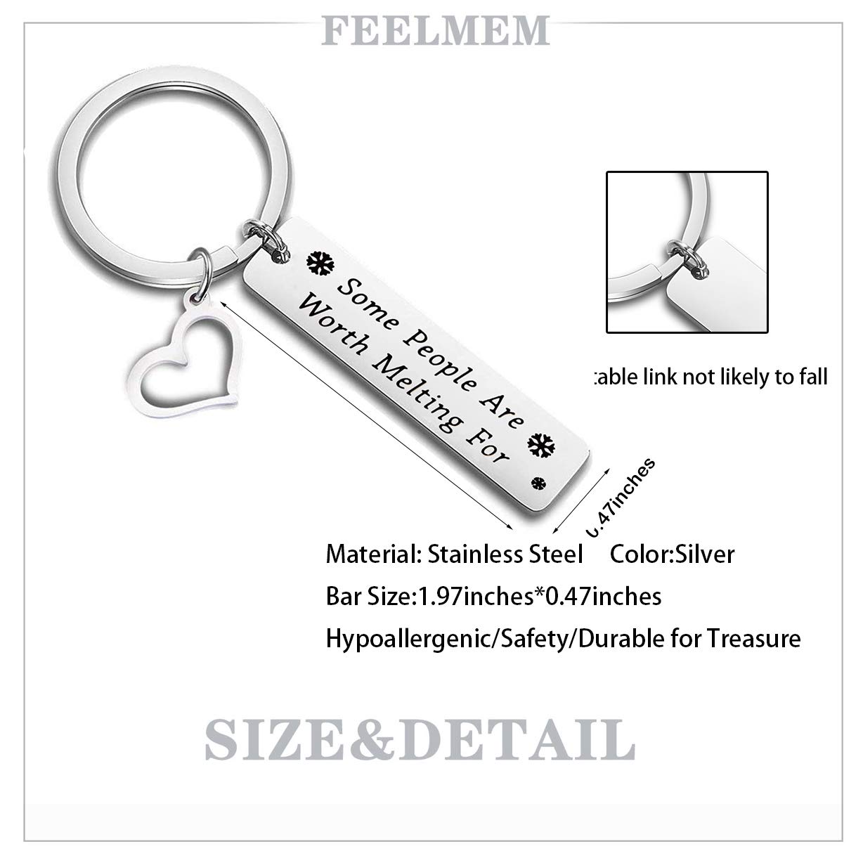 FEELMEM Best Friend Gift Some People Are Worth Melting For Keychain Friendship Jewelry BFF Birthday Gift Christmas Gift (silver)