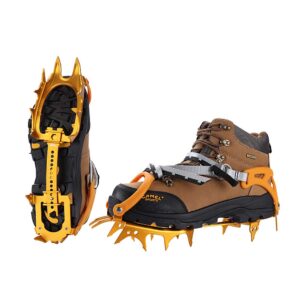 brs-s3 ultralight 14 teeth aluminium alloy bundled crampons ice gripper outdoor ice climbing kits crampons for footwear (golden)