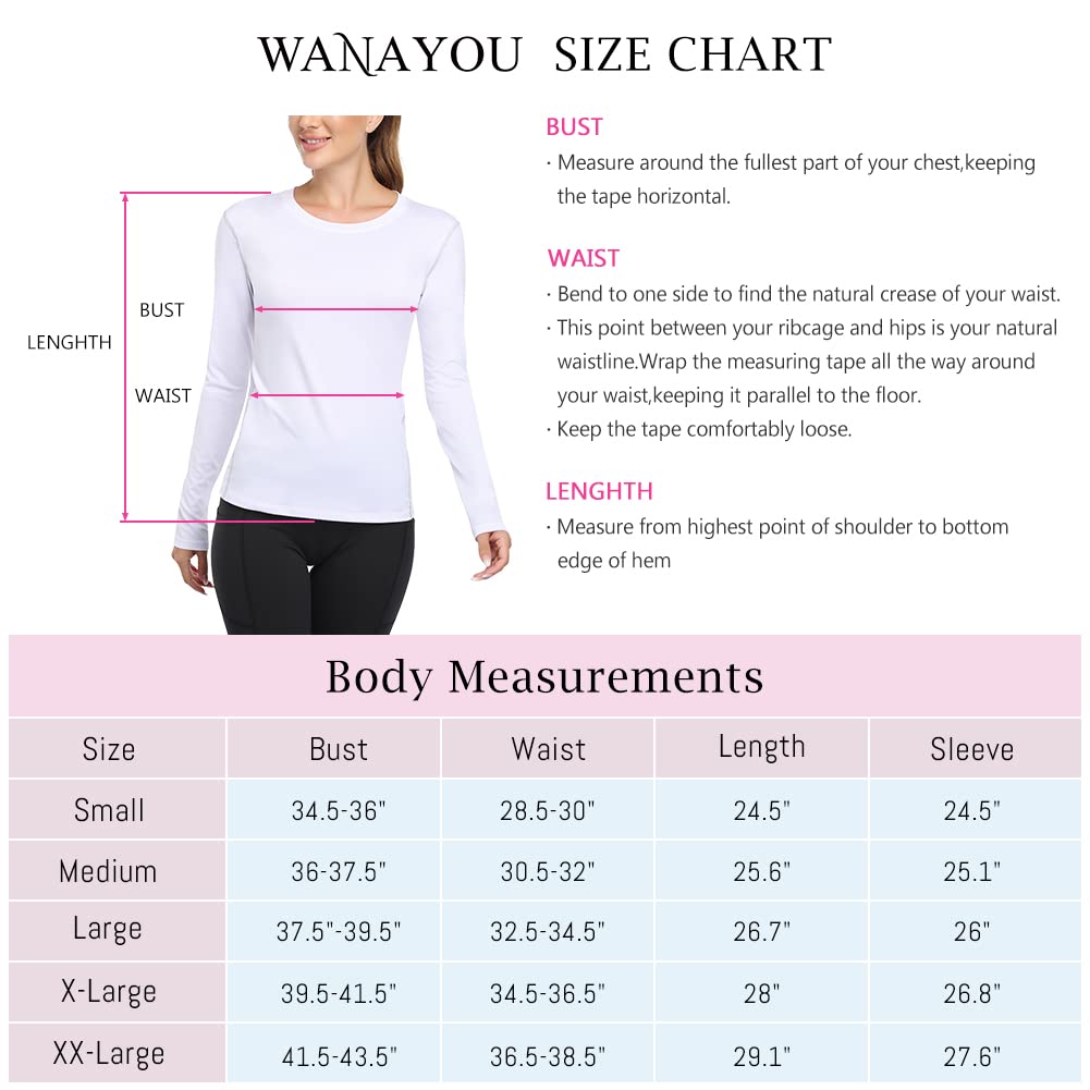 WANAYOU Women's 2 Pack Compression Shirt Dry Fit Long Sleeve Workout Shirts Yoga Athletic Running T Shirt Undershirts Baselayers(2 Pack White, Medium)