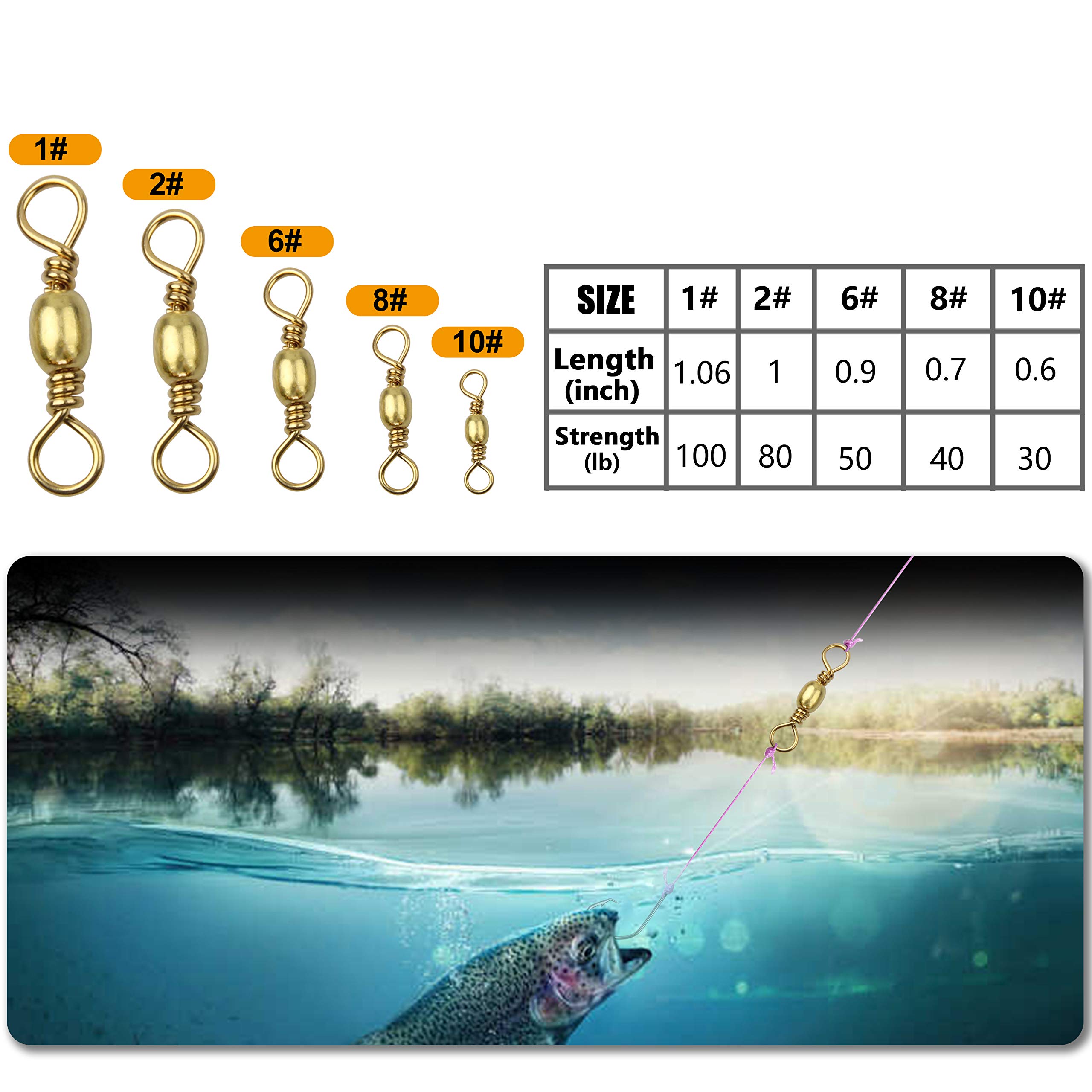 100pcs Barrel Swivels Fishing Saltwater Freshwater Fishing Tackle Line Connector Solid Ring Fishing Swivels High Strength Catfish Terminal Tackle Accessories