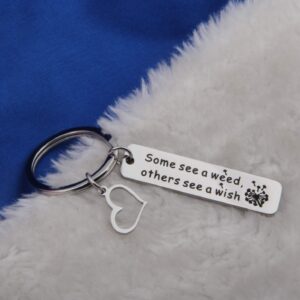 FEELMEM Dandelion Wish Keychain Some See A Weed Others See A Wish Inspirational Quote Dandelion Jewelry Encouragement Gift for Best Friend(silver)