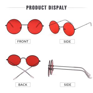 SORVNIO Round Retro Sunglasses Men Women Vintage Small Circle Red Black Hippie Style Sun Glasses