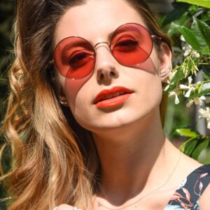 SORVNIO Round Retro Sunglasses Men Women Vintage Small Circle Red Black Hippie Style Sun Glasses