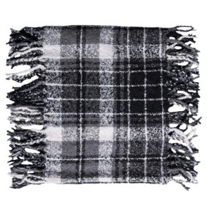 Chalier Womens Winter Plaid Infinity Scarf Warm Tassel Circle Loop Scarves & Knit Fall Scarfs for Women(03 Black+white)