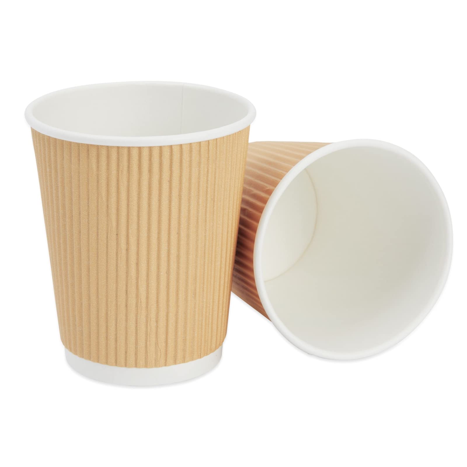 Juvale 100 Pack 8 oz Insulated Disposable Coffee Cups with Lids - Kraft Paper Cup with Stirring Straws for Hot Drinks, Beverages