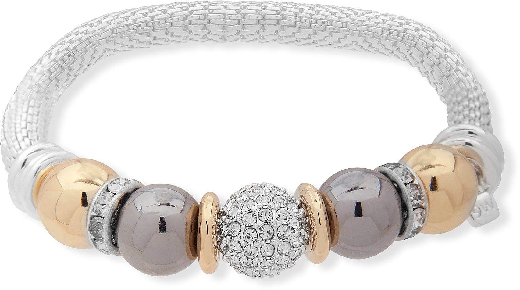 Nine West Boxed Fireball Tri-Tone Stretch Bracelet, Silver