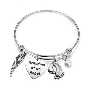 bobauna grandma of an angel memorial bracelet sympathy gift for loss of grandchild miscarriage jewelry (grandma of an angel bracelet)