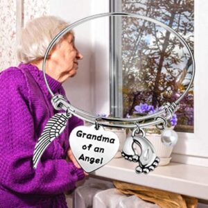 bobauna Grandma Of An Angel Memorial Bracelet Sympathy Gift For Loss of Grandchild Miscarriage Jewelry (grandma of an angel bracelet)