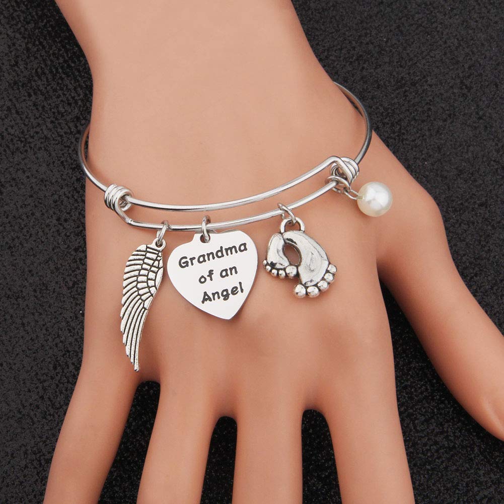 bobauna Grandma Of An Angel Memorial Bracelet Sympathy Gift For Loss of Grandchild Miscarriage Jewelry (grandma of an angel bracelet)