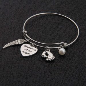 bobauna Grandma Of An Angel Memorial Bracelet Sympathy Gift For Loss of Grandchild Miscarriage Jewelry (grandma of an angel bracelet)