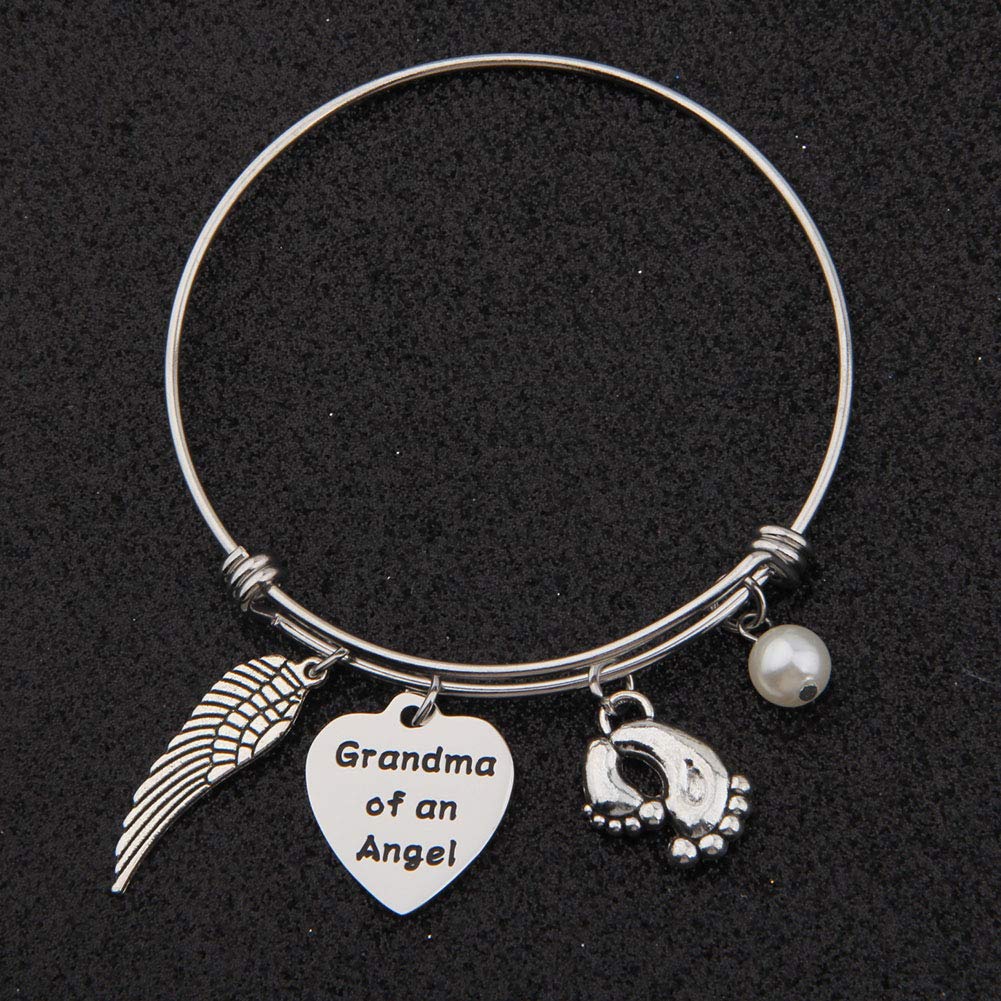 bobauna Grandma Of An Angel Memorial Bracelet Sympathy Gift For Loss of Grandchild Miscarriage Jewelry (grandma of an angel bracelet)