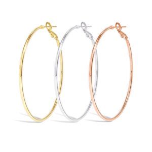 cocadant big gold hoop earrings for women,3 colors large thin 60mm silver hoop earrings set stainless steel 14k gold plated with hypoallergenic sterling silver post