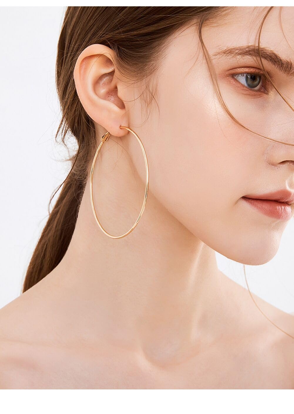 Cocadant Big Gold Hoop Earrings for Women,3 Colors Large Thin 60mm Silver Hoop Earrings Set Stainless Steel 14K Gold Plated with Hypoallergenic Sterling Silver Post