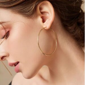 Cocadant Big Gold Hoop Earrings for Women,3 Colors Large Thin 60mm Silver Hoop Earrings Set Stainless Steel 14K Gold Plated with Hypoallergenic Sterling Silver Post