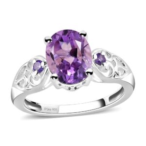 shop lc amethyst rings for women sterling silver 925 amethyst ring cubic zirconia cz crystal jewelry gifts for women ctw 1.85 birthday gifts