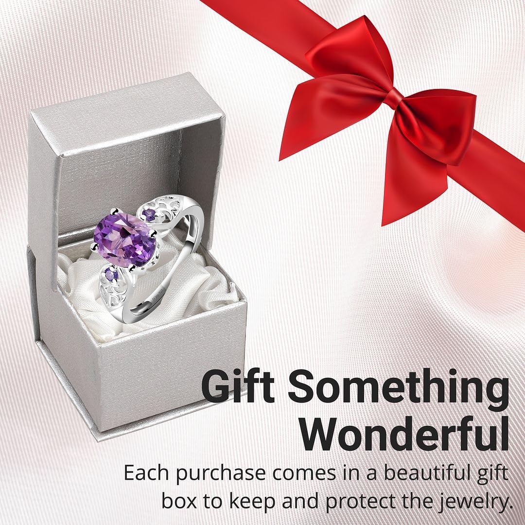 Shop LC Amethyst Rings for Women Sterling Silver 925 Amethyst Ring Cubic Zirconia CZ Crystal Jewelry Gifts for Women Ctw 1.85 Birthday Gifts