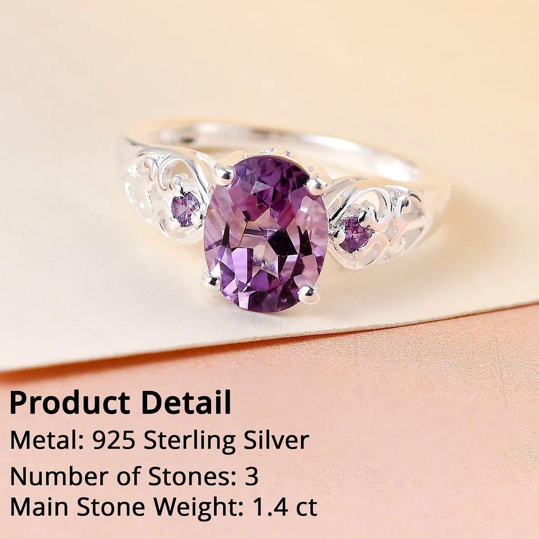 Shop LC Amethyst Rings for Women Sterling Silver 925 Amethyst Ring Cubic Zirconia CZ Crystal Jewelry Gifts for Women Ctw 1.85 Birthday Gifts