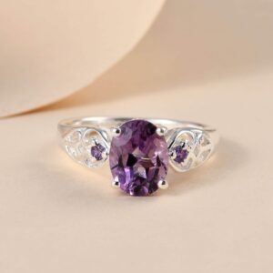 Shop LC Amethyst Rings for Women Sterling Silver 925 Amethyst Ring Cubic Zirconia CZ Crystal Jewelry Gifts for Women Ctw 1.85 Birthday Gifts