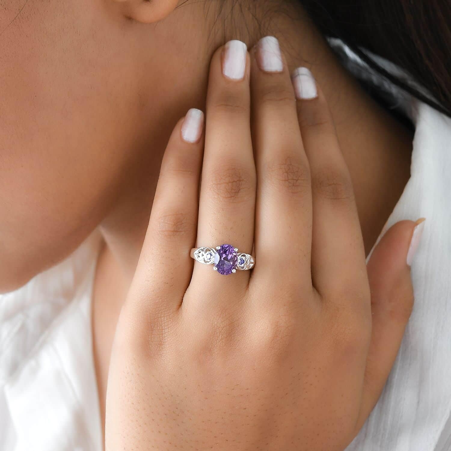 Shop LC Amethyst Rings for Women Sterling Silver 925 Amethyst Ring Cubic Zirconia CZ Crystal Jewelry Gifts for Women Ctw 1.85 Birthday Gifts