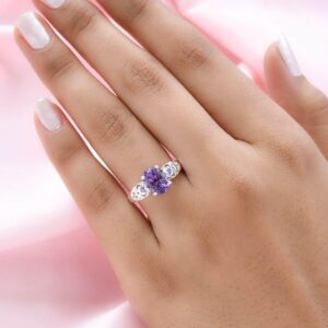 Shop LC Amethyst Rings for Women Sterling Silver 925 Amethyst Ring Cubic Zirconia CZ Crystal Jewelry Gifts for Women Ctw 1.85 Birthday Gifts