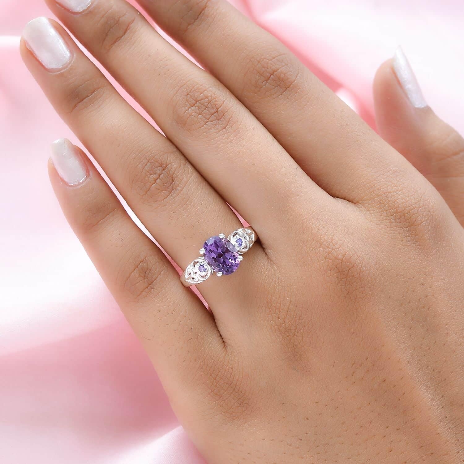 Shop LC Amethyst Rings for Women Sterling Silver 925 Amethyst Ring Cubic Zirconia CZ Crystal Jewelry Gifts for Women Ctw 1.85 Birthday Gifts