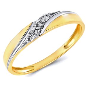 Ladies 14k Yellow Gold Engagement Ring and Wedding Band Bridal Set - Size 6